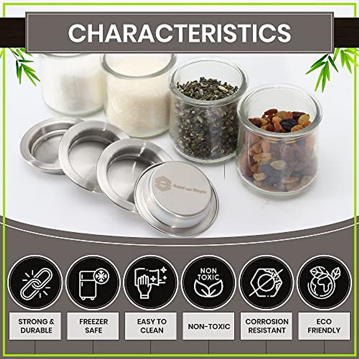 4 Oui Yogurt Jar Lids | Stainless Steel Metal Yoplait Oui Lids Only | Food Safe, Durable, Airtight, Reusable | Water and Liquids Contact Safe | For Regular or Petite Dessert Oui Jars| 4-Piece Set