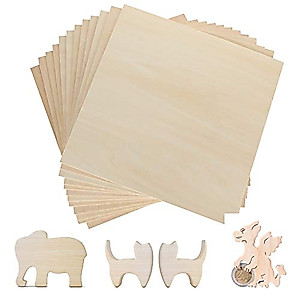 12 Pack Basswood Sheets 1/8 x 11.8 x 11.8 Inch Plywood Board, Thin Natural Unfinished Wood for Crafts, Hobby, Model Making, Wood Burning and Laser Projects