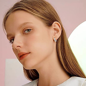 Tiny Small Cubic Zirconia Mini Hoop Earrings Real 925 Sterling Silver for Cartilage Tragus Pierced Sleeper Cuff Women Teen Girls 2nd Hole Round Hinged Huggie Hoops Dainty Fashion Jewelry Gifts
