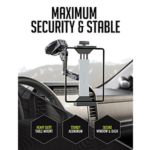 Bracketron HD Tablet Dock PRO Dash and Window Metal Clamp Mount, Universal Tablet Holder for Cars and Trucks, Compatible with Tablets Up to 10 Inches Wide