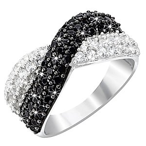 Ntpwenla Black and White Diamond Ring,Fashion Luxury Ring,Jewelry Bridal Gift for Women Girl Birthday Day (8)