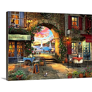 CANVAS ON DEMAND Mediterranean Evening Canvas Wall Art Print by Dominic Davison, Home Decor, Cat, Design Artwork, 40"x30"