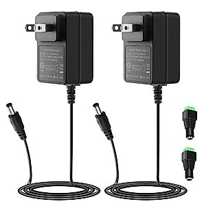 SHNITPWR 12V 1A DC Power Supply ETL Listed AC to DC Adapter Converter 1000mA 12W Transformer 100V~240V AC in 5.5x2.1mm Tip for CCTV WiFi IP Camera Player Router, Level VI Energy Efficiency, 2 Pack