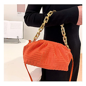 Onlymaker Women's Fashion Satchel-style Bag Soft Cotton Shoulder Handbag Evening Prom Wedding Purse Color Orange