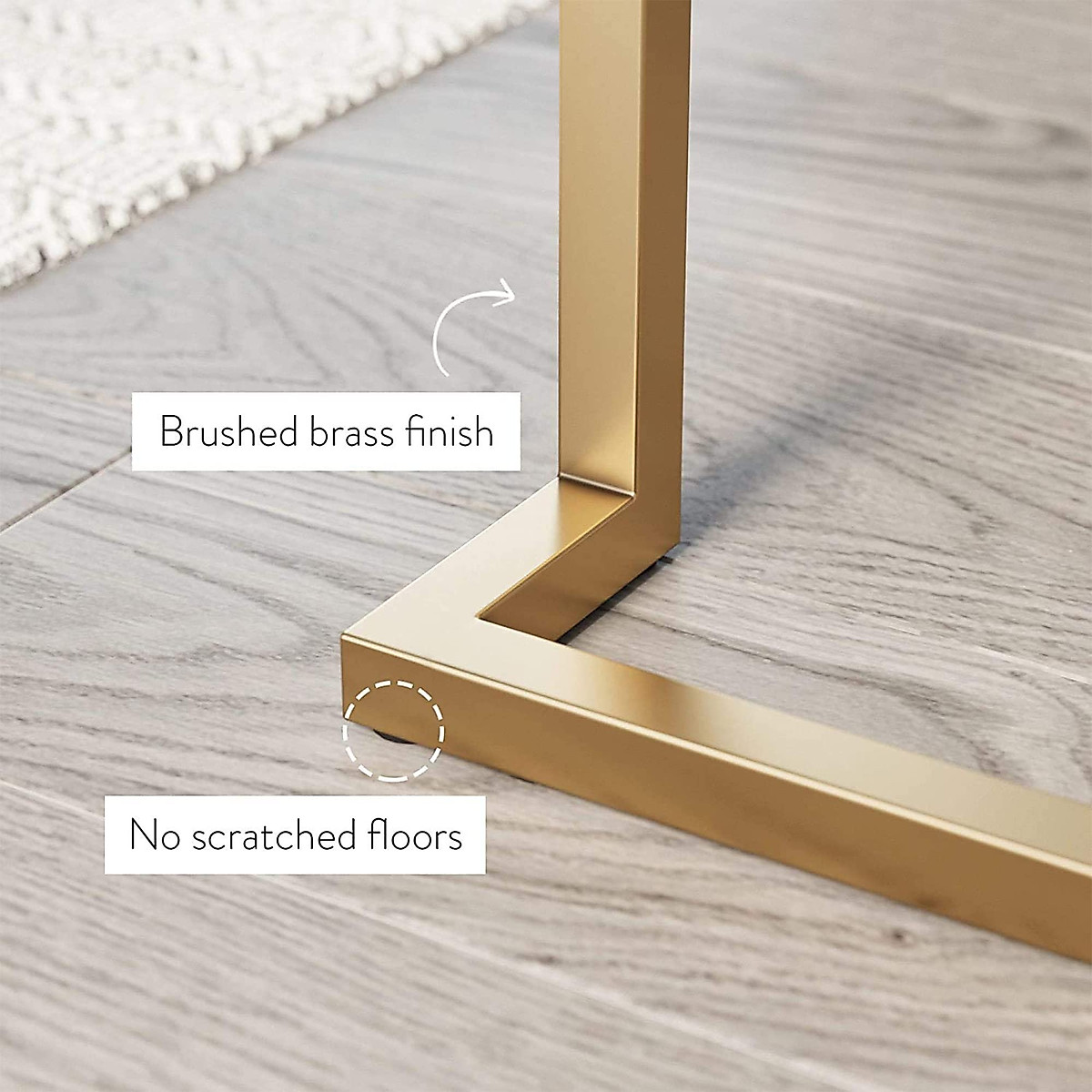 Nathan James Leighton Two-Drawer Writing Glam Accents Brass, Home Office Computer Desk or Vanity Table, 2, Black/Gold