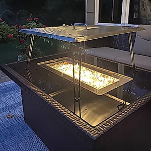 TITAN GREAT OUTDOORS Fire Pit Heat Deflector, Pushes Heat Down and Out, Stainless-Steel with Carrying Handle