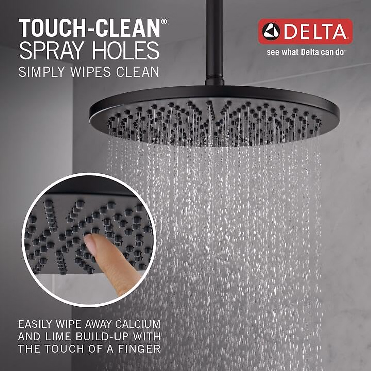 Delta Faucet Single-Spray Raincan Shower Head, Black Shower Head, Rainfall Shower Head, Round Shower Head, Metal Shower Head, 2.5 GPM Flow Rate, Matte Black 52158-BL25
