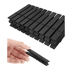Colored Clothespins, Colorful Clothes Pins Wooden Clips Rainbow Colors 50 Pack Decorative Crafts Pegs Photos Pictures Decoration Clip Clothing Hanging Closepins, 2.83 Inch (Black)