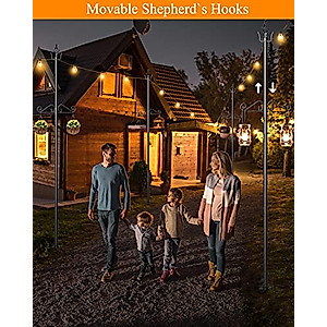 IRMNAN String Light Poles, Light Poles for Outside String Lights, 9FT String Light Poles for Outside 2 Pack, Easy to Assemble,10FT String Light Pole with Adjustable Shepherds Hook High-end Series