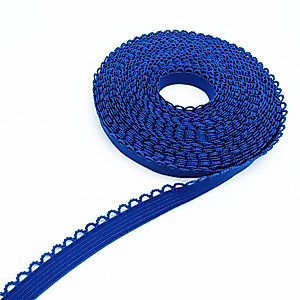 GARMEC 5yards 10mm Lace Elastic Ribbon Fold Over Spandex Elastic Band for Sewing Lace Trim Waist Band Garment Accessory (Color : Blue, Size : 5yards)