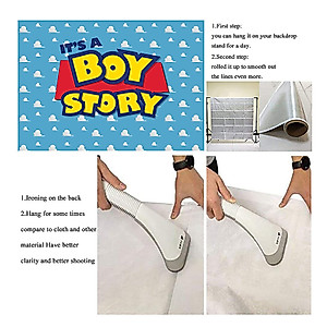 Cartoon Blue Sky White Clouds Toy Boy Story Theme Photography Backdrops 7x5ft Children Boys Birthday Party Photo Background Kids Newborn Baby Shower Dessert Cake Table Decor Props Supplies