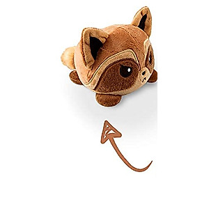 TeeTurtle - The Original Reversible Raccoon Plushie - Brown - Cute Sensory Fidget Stuffed Animals That Show Your Mood
