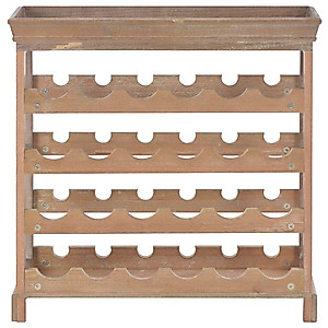 FurturHome Wooden Wine Rack for 24 Bottles with Storage | Freestanding Floor Wood Wine Holder Bottle Holder | Rustic Wine Bar Shelves for Home Kitchen Bar Dining Room | Brown MDF 27.6" x 8.9" x 27.8"