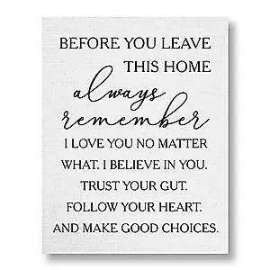 ‘before you leave this home, always remember’ Grey Typographic Wall Art | 11x14 UNFRAMED Black and Grey Love Quote Print | Modern, Minimal Farmhouse Home Decor