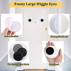 Wiggle Eyes Self-Adhesive Round, 3.93in/3.14in Self Adhesive Black White Plastic Wiggle Eyes for Party Decorations Refrigerator Door Christmas Trees Lawns Car Classroom DIY Craft Projects