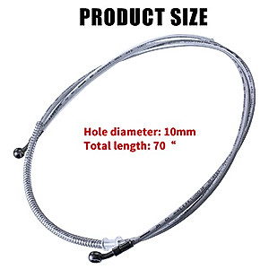MWMNUN 70" Braided Hydraulic Brake Hose Line Pipeline Compatible with Chinese GY6 Scooter ATV Dirt Bike Go Kart 10mm Banjo Ends 178CM