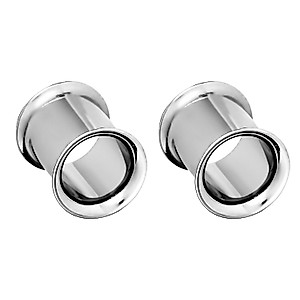 Forbidden Body Jewelry Set of 0G Surgical Steel Ear Gauges, 0 Gauge 8mm Double Flared Saddle Tunnel Plug Earrings