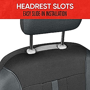 Motor Trend OmniFit Seat Covers for Cars, Two-Tone Gray Car Seat Covers Full Set with Hooded Split Bench Seat Cover, Interior Car Accessories, Automotive Seat Covers