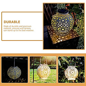 YARNOW Led Solar Lantern Light Outdoor Solar Hanging Lanterns Farmhouse Decor Lamp Round Cordless Lantern for Garden Yard Landscape