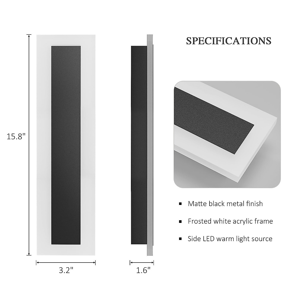 LamQee Long Outdoor Wall Lights Modern Exterior Lighting Fixtures for House, LED Linear Outdoor Wall Sconces Lighting for Porch Patio Garage Door Yard Indoor, Waterproof 3000K, 15.8 Inch