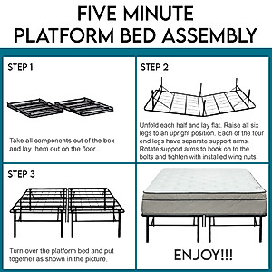 Mayton Queen 12 Inch Breathable Ultra Plush Hybrid Mattress Pain and Pressure Relieving Extra Soft EuroTop & Black 14" Metal Platform Bed Frame, Mink