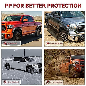 LEDKINGDOMUS Fender Flares Kit Compatible for 2004-2008 Ford F150 Styleside, 2006-2008 Lincoln Mark LT, Dura-Flex Material Smooth Black Finish Front Rear Wheels Pocket Rivet Style