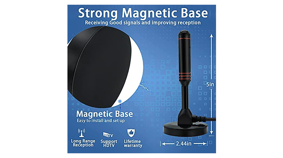 Powerful HDTV Antenna with 60+ Mile Range - Supports 4K & 8K