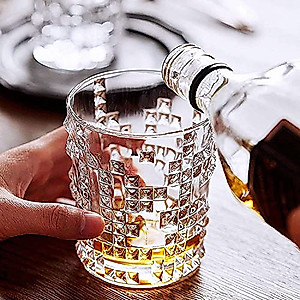 MOBEBI Wineglass,Glass,12oz Crystal Whiskey Glasses, Rocks Glasses Set, Premium Old Fashioned Glasses for Drinking Bourbon, Vodka,Tequila-B-Set of 4 (Color : A, Size : Set of 4)