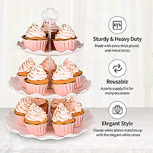 NWK 5 Piece Cake Stand Set with 2xLarge 3-Tier Cupcake Stands + 3X Appetizer Trays Perfect for Wedding Birthday Baby Shower Tea Party