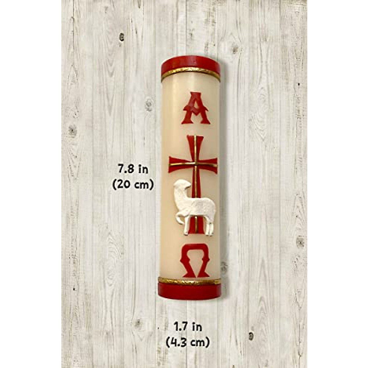 Handmade Paschal Red Candle Alpha Omega Cross Sheep