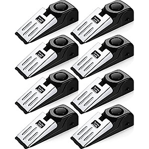 8 Pieces Door Stop Alarm Door Stopper with 120DB Security Alarm Door Stopper Wedge Door Stops Alarm for Travel Apartment Home House Door Stoppers Safety Tools