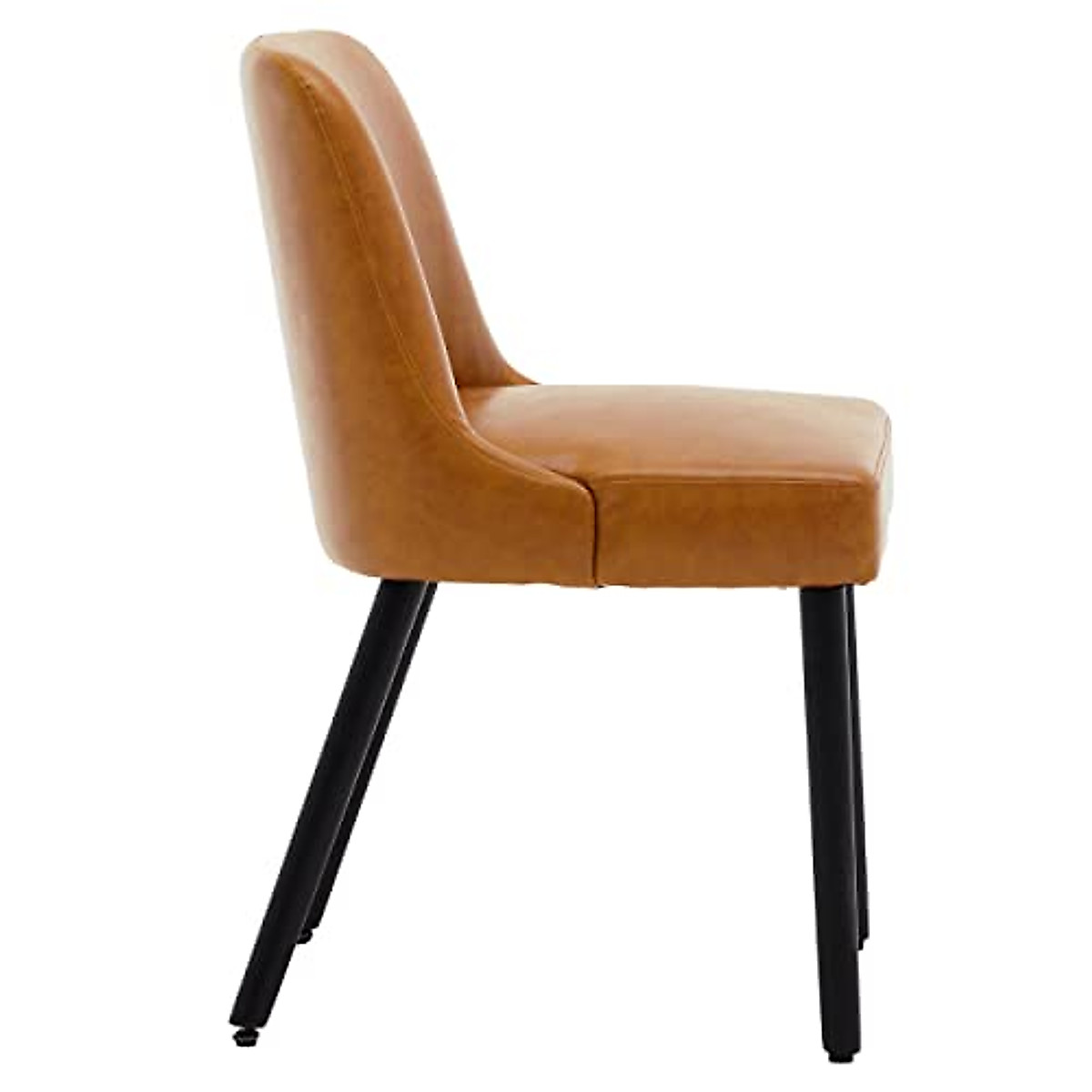 MINCETA Dining Chair,Morden Wood Leg Upholstered Kitchen Chair Set of 2,PU in Brown