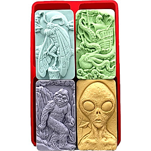 Monsters Silicone Mold for SOAP Making, Candle, Plaster, Resin, Wax Bigfoot, Kraken, Alien, MOTHMEN