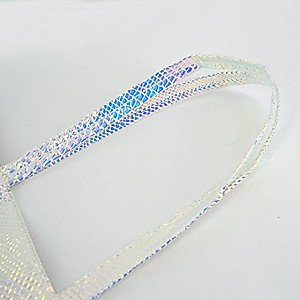 Mily Hologram Tote Bag Laser PU Shoulder Bag, Silver Snakeskin, Size One Size