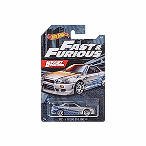 Hot Wheels 2017 Fast and Furious Nissan skyline GT-R R34 silver/blue 2 fast 2 furious 2/8
