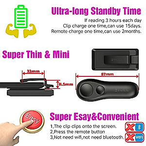 SYUKUYU RF Remote Control Page Turner for Kindle Reading Ipad Surface Comics, iPhone Android Tablets Reading Novels Taking Photos