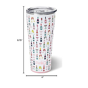 Swig Life 32oz Insulated Tumbler, Travel Coffee Tumbler with Lid, Cup Holder Friendly Travel Coffee Mug, Stainless Steel Thermos with Lid (Pop Fizz)