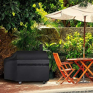 NEXCOVER Offset Smoker Cover - 60 Inch Waterproof Charcoal Grill Cover, Outdoor Heavy Duty BBQ Cover, Rip Resistant Smokestack Barbecue Cover for Brinkmann Char-Broil Weber Nexgrill, Black.