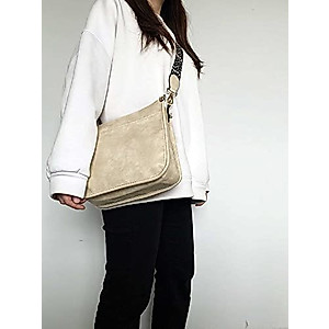 HAIBOLAN Women's Leopard Adjustable Guitar Strap Crossbody Leather Purse Shoulder Bag Bucket Cross-body Purse (A-Beige)