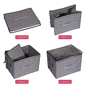 TENABORT 4 Pack Collapsible Storage Bins with Lids Fabric Foldable Storage Boxes Organizer Containers Baskets Cube for Home Bedroom, Large