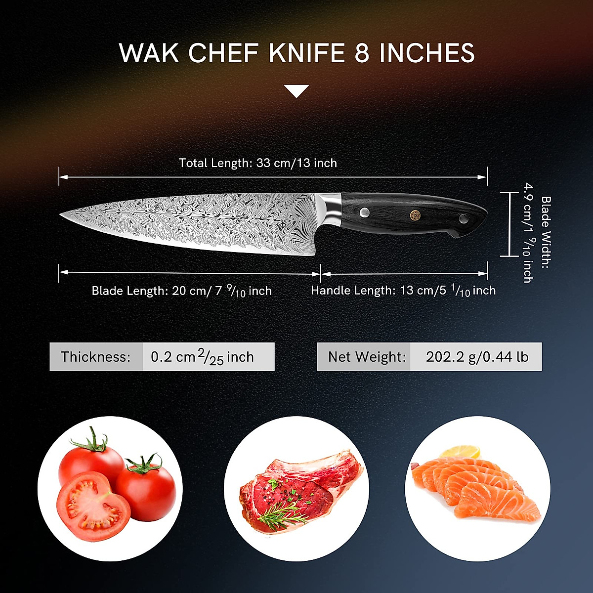 WAK Nakiri Knife Hand Forged 7 Inch Damascus Japanese Super Steel G10 Ergonomic Handle Chef Knife, Ultra Sharp, Cooking Knife for Meat, Fruits, Bread, Vegetable in Home Kitchen Restaurant