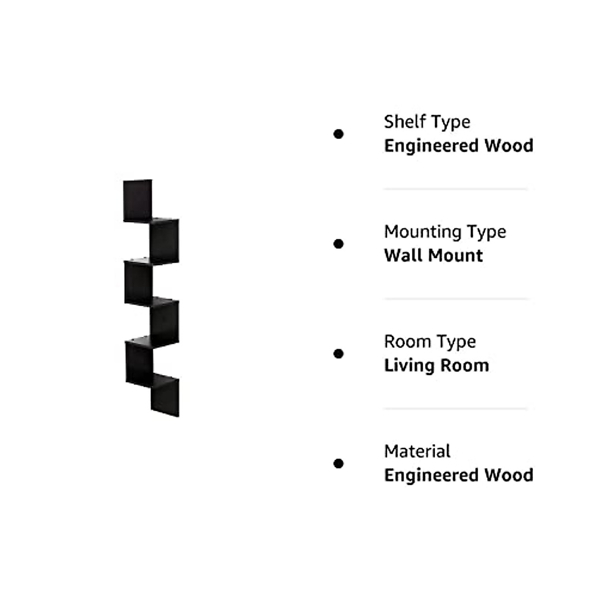 Furinno Rossi Wall Mount Floating Corner Shelf, 5-Tier Square , Espresso