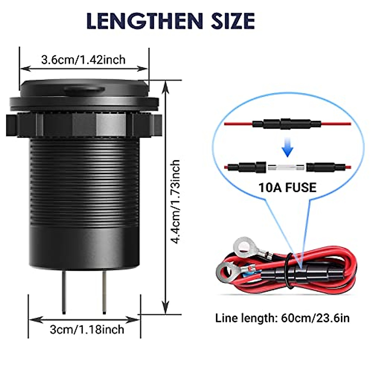 Newest 12V USB Outlet Ouffun 56W 12V USB C Car Charger Socket 20W PD USB-C & Dual 18W QC3.0 Car USB Port 12V Socket with Power Switch Waterproof DIY Outlet for Car Boat RV Marine Motorcycle Golf Cart