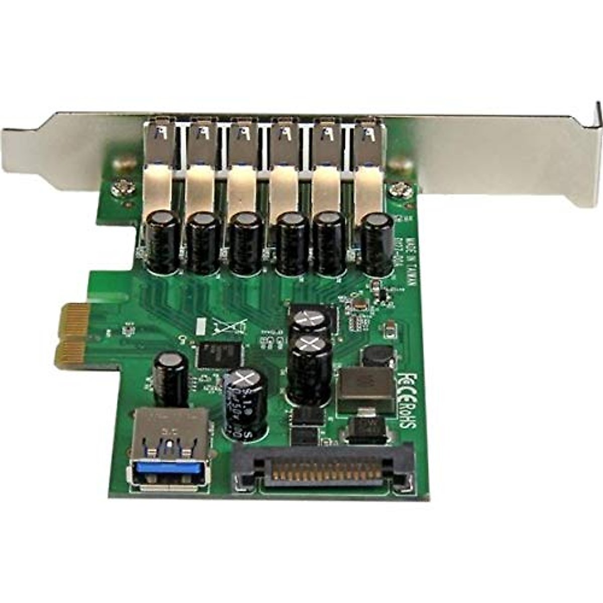 StarTech.com 7 Port PCI Express USB 3.0 Card - 5Gbps - Standard & Low-Profile - SATA Power - UASP Support - 1 Internal & 6 External USB 3.0 Ports , TAA (PEXUSB3S7)