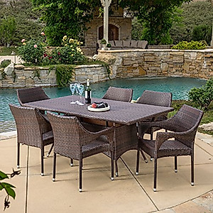 Christopher Knight Home Sinclair Outdoor Wicker Dining Set, 7-Pcs Set, Multibrown