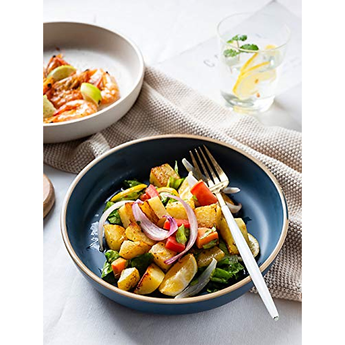 MDZF SWEET HOME 8-Inch Deep Porcelain Dinner Dishes Set, Pasta Bowls, Matte Glaze Serving Dishes Salad Dessert Bowls - 25 Oz - Set of 4