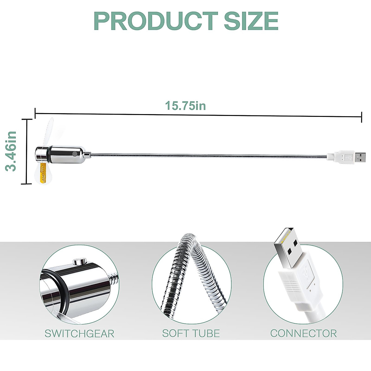 BREIS New USB Clock Fan with Real Time Clock and Temperature Display Function,Silver,1 Year Warranty