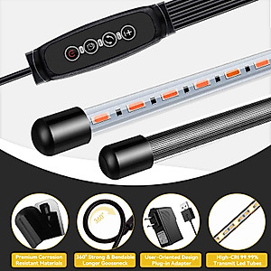 Kalrin Grow Lights for Indoor Plants, Four Head Grow Light with Full Spectrum, Adjustable Gooseneck Plant Light for Indoor Plants, Grow Lights for Seed Starting, 4 Modes, Auto 3/6 /12h Timer