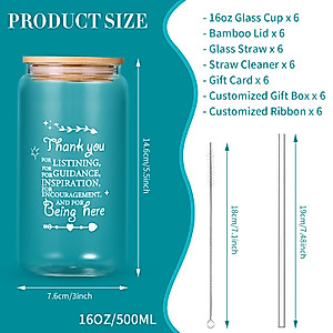 6 Set Employee Appreciation Presents Bulk, Personalized Inspirational Thank You Presents for Staff Coworker 16oz Can Shaped Beer Glass Cups with Lids and Straws, Box and Card for Team Women Men