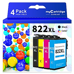 MYCARTRIDGE SUPRINT 822XL Printer Ink Remanufactured Ink Cartridge Replacement for Epson 822XL 822 XL T-822 for Workforce Pro WF-3820 WF-4820 WF-4830 WF-4833 WF-4834 Black Color Combo Pack 822 XL
